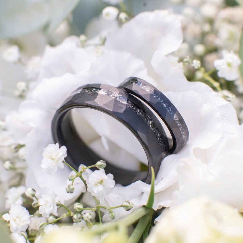 The Lois & Kent- Couples Meteorite Black Tungsten His & Hers Wedding ...