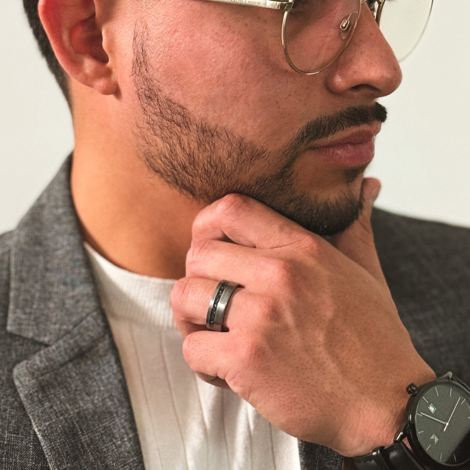 Men’s Silver Tungsten Wedding Bands | The Han | Madera Bands