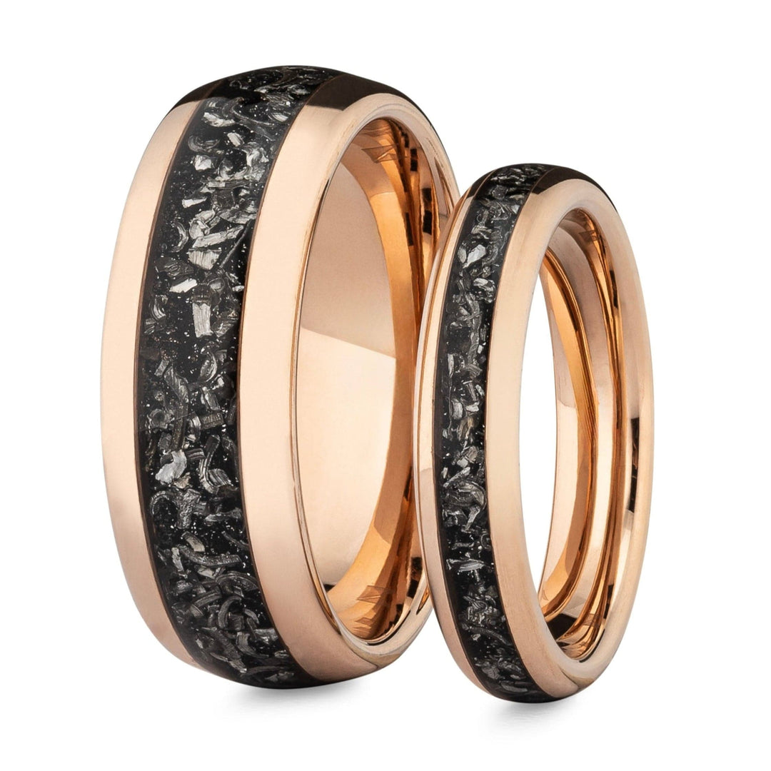 wedding ring with meteorite