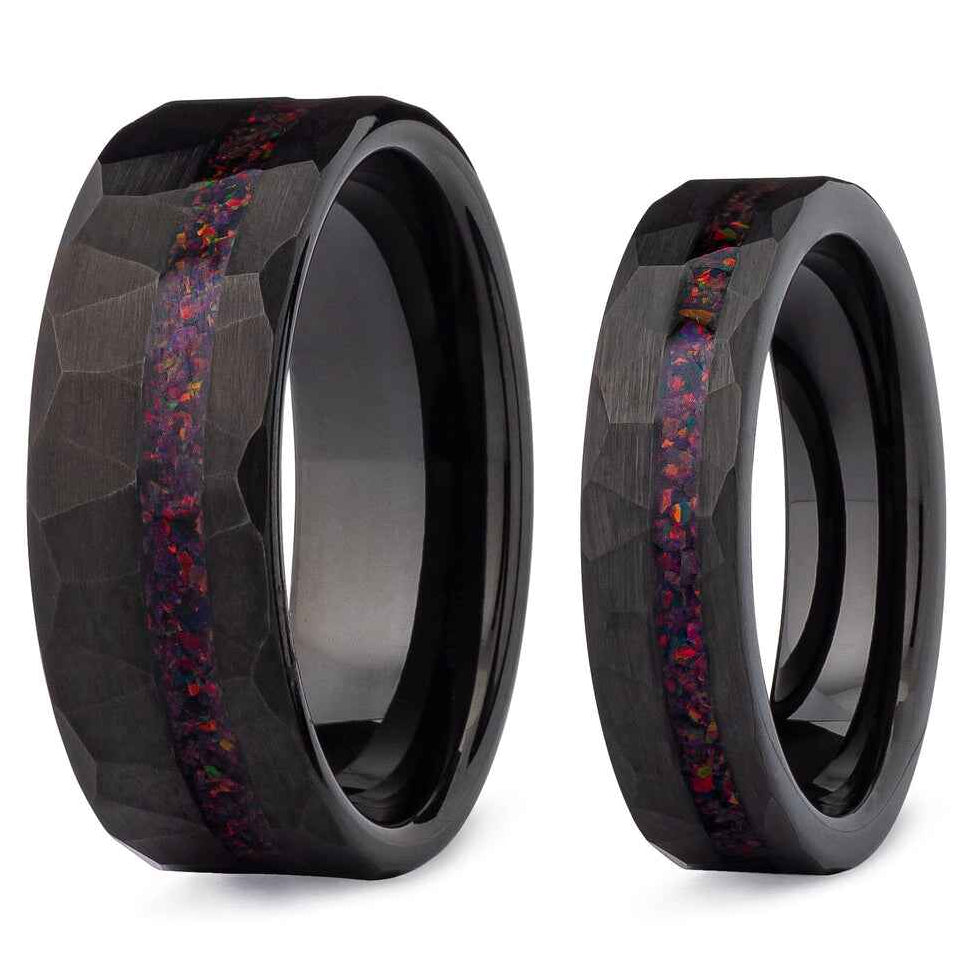 Black and Red Wedding Rings | Rogue & Gambit | Madera Bands