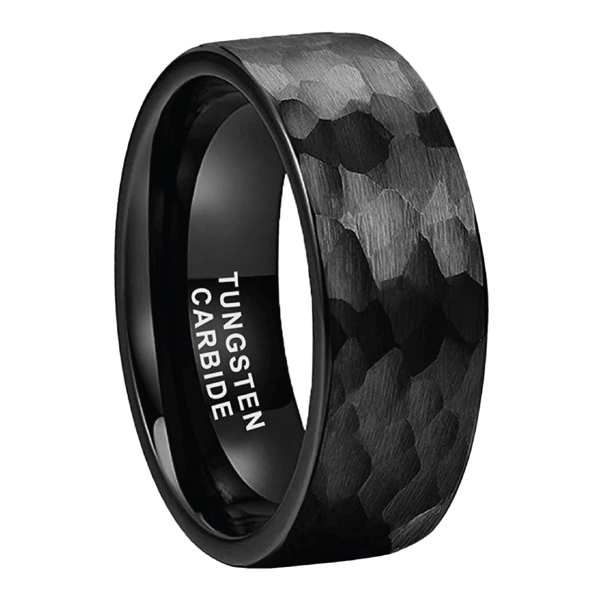 Black Hammered Wedding Band | The Rock | Madera Bands
